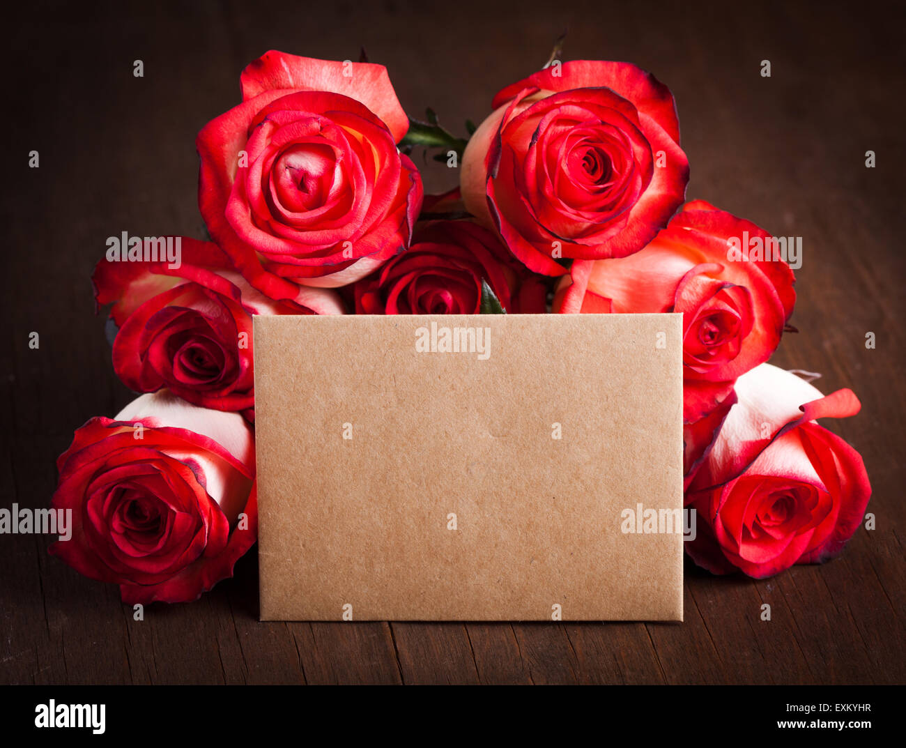 Roses and card Stock Photo - Alamy
