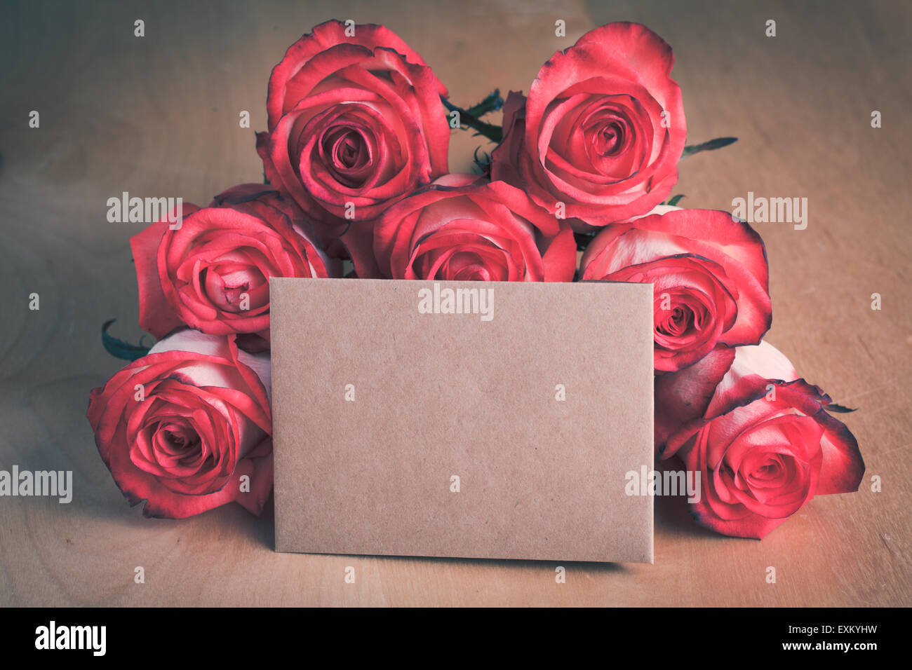 Roses and card Stock Photo - Alamy