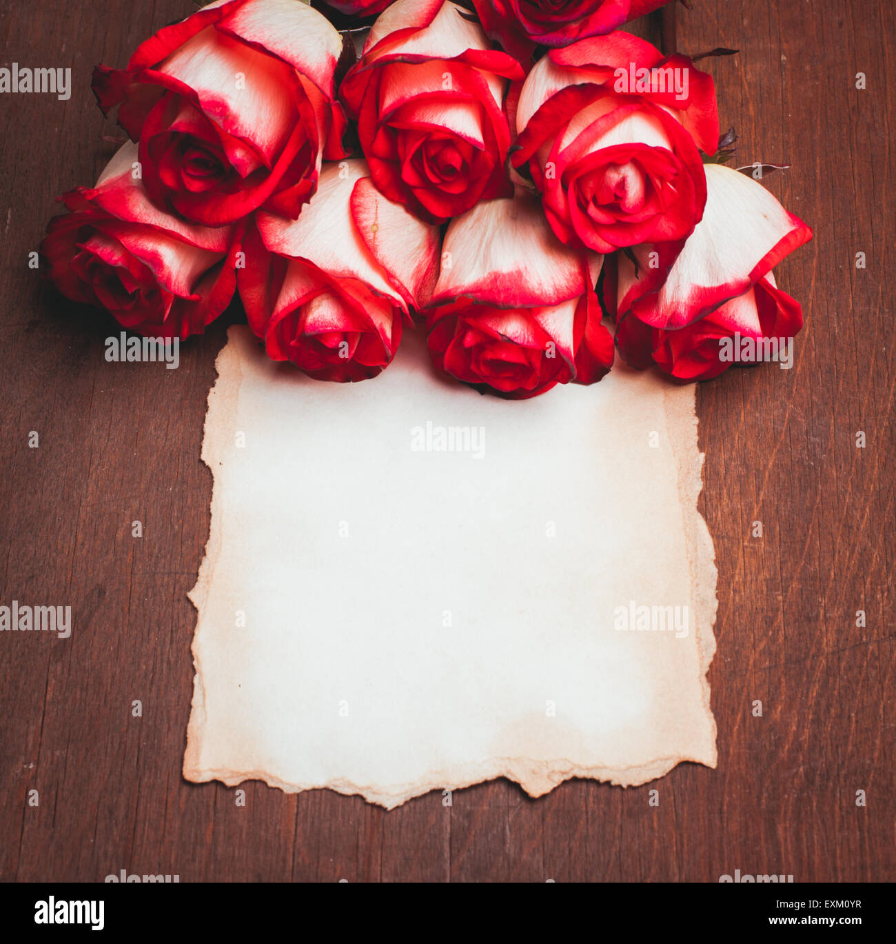 Roses and card Stock Photo - Alamy