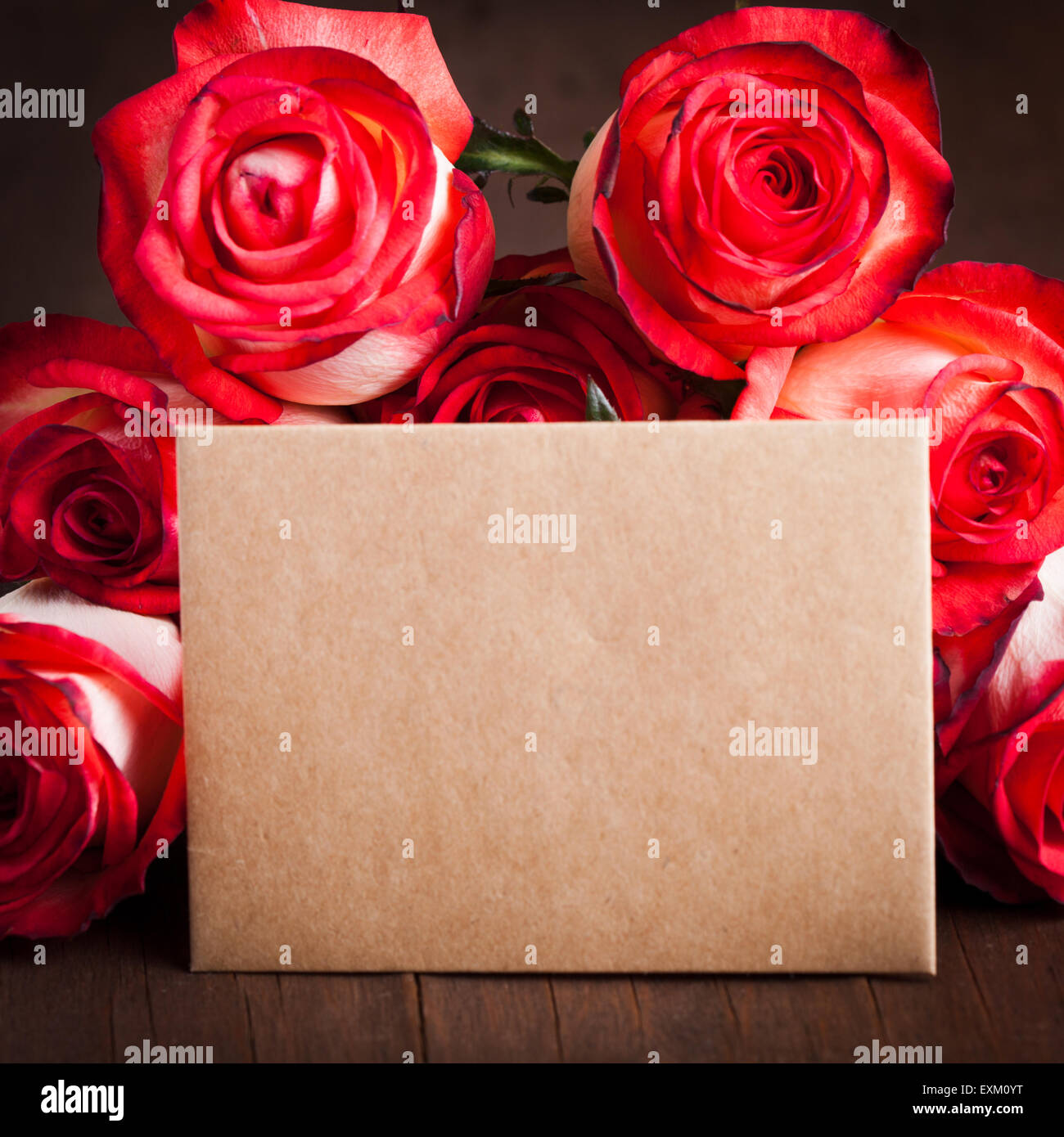 Roses and card Stock Photo - Alamy