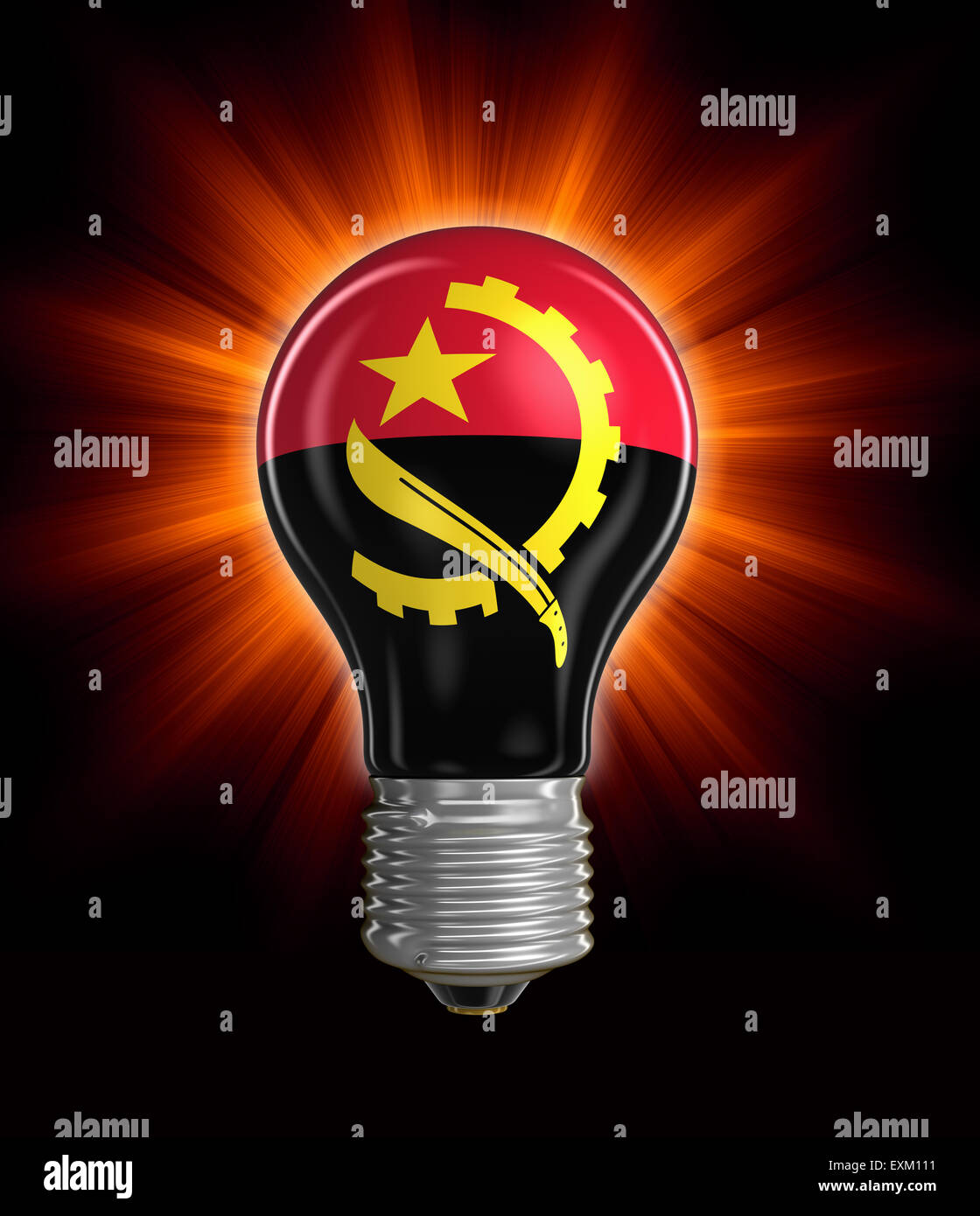 Light bulb with Angola flag. Image with clipping path Stock Photo - Alamy