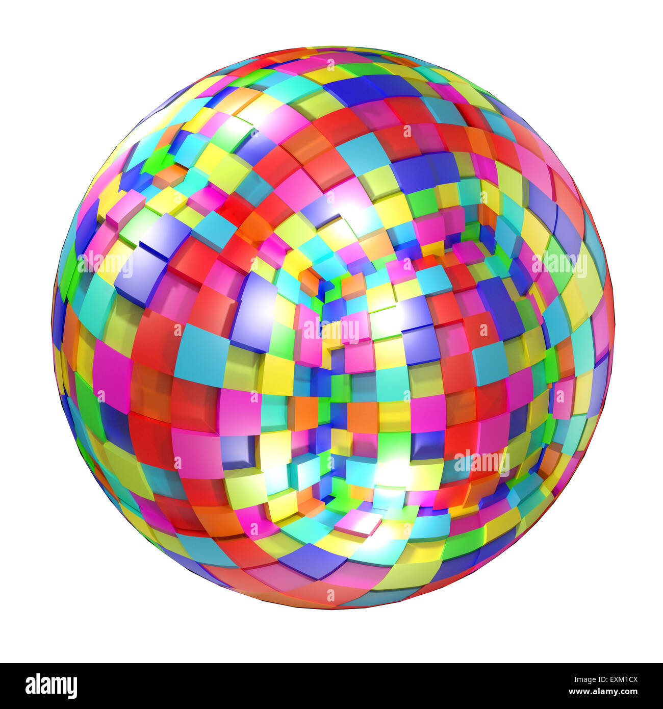 3d rendering of an sphere with a cubes reflection Stock Photo - Alamy
