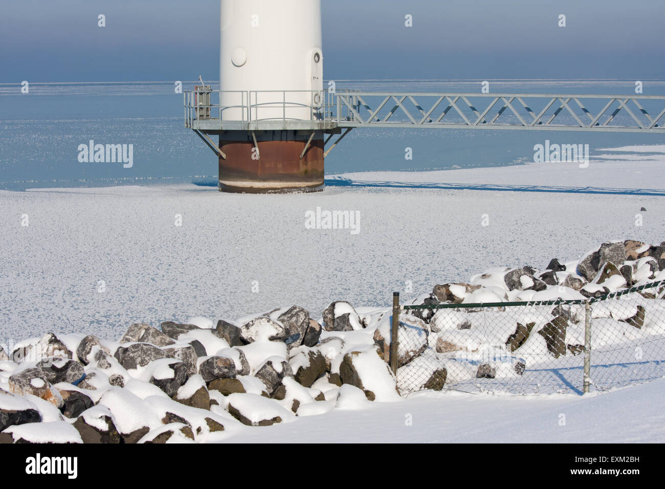 Base of a big offshore windturbine in a frozen sea Stock Photo - Alamy