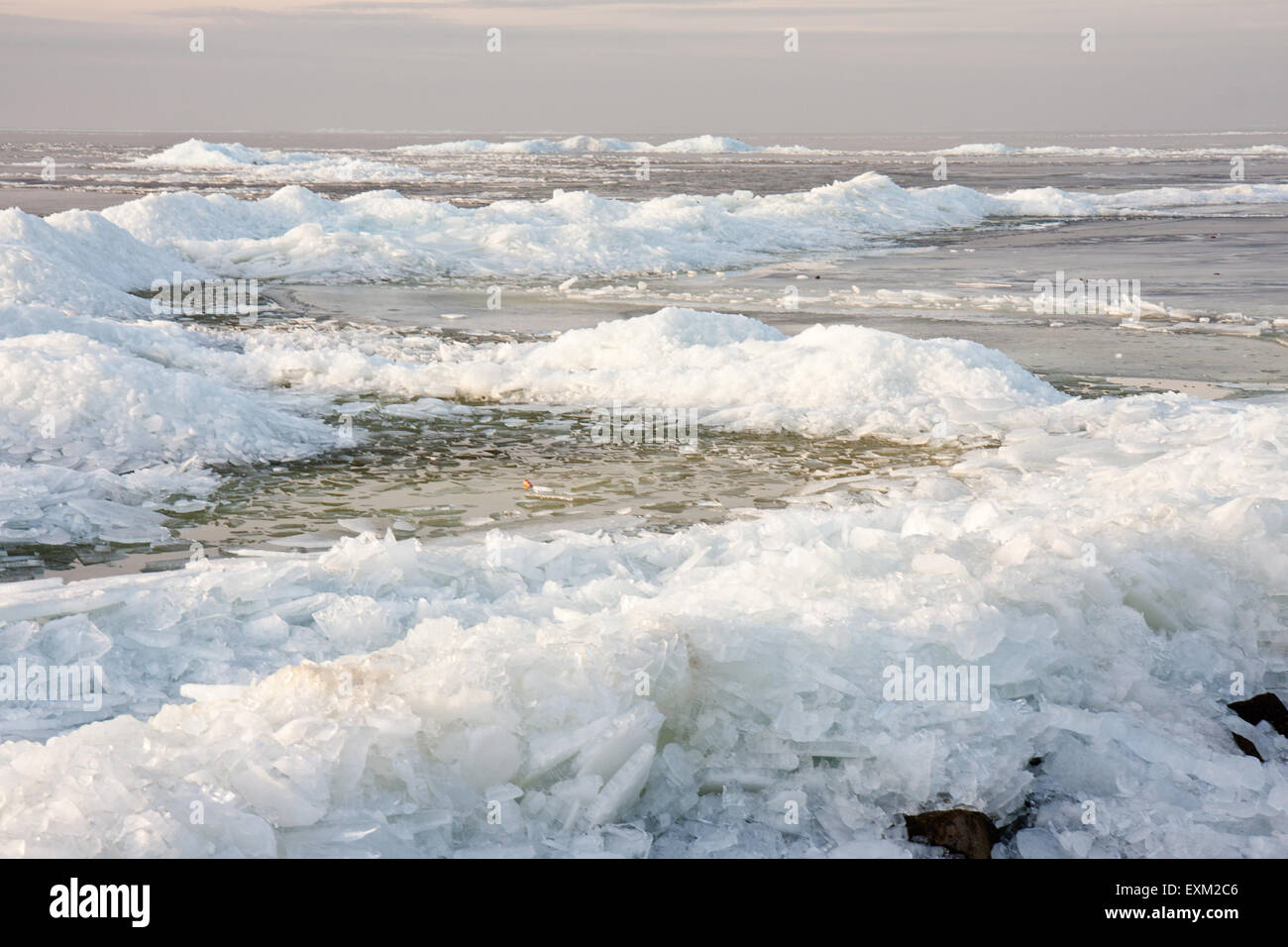 Ice hummocks by sunset in the Netherlands Stock Photo - Alamy