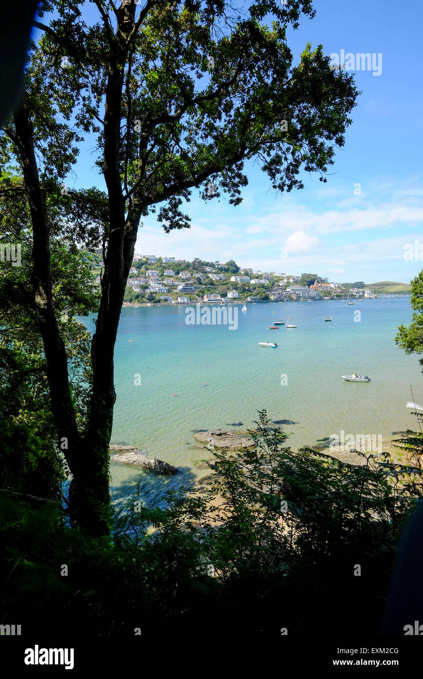 Salcombe, Devon, UK. Mill Bay looking towards Salcombe across the water ...
