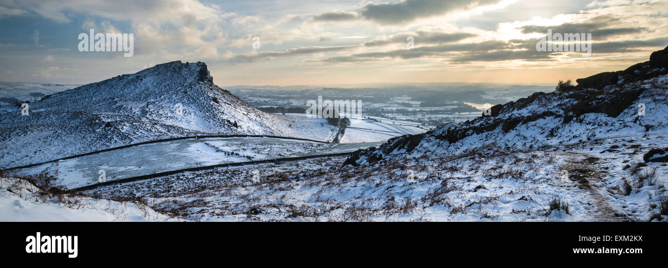 Stunning Winter panorama landscape snow covered countryside with ...