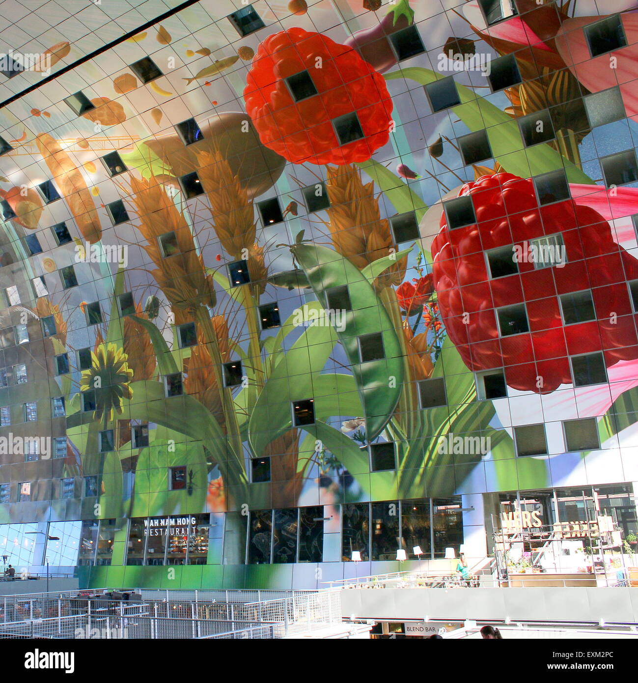 Colourful interior of the Rotterdam Markthal (Rotterdam Market hall ...