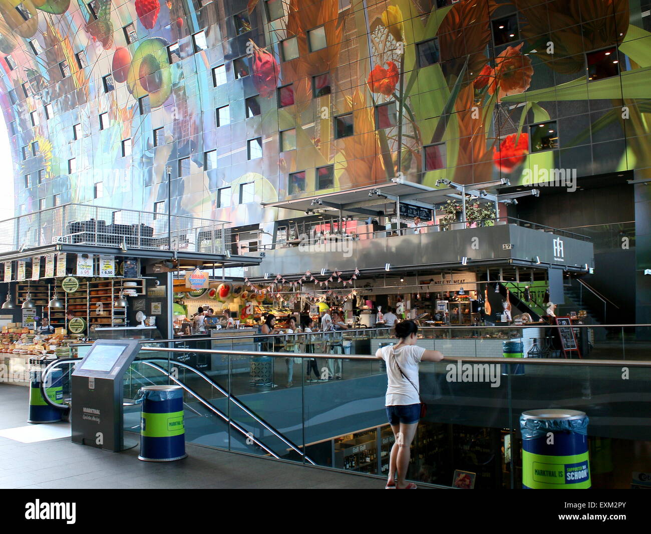 Colourful interior of the Rotterdamse Markthal (Rotterdam Market hall ...