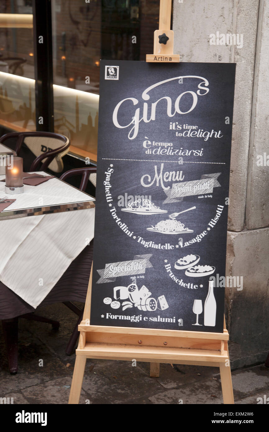 Italian Food Menu in Venice, Italy Stock Photo - Alamy