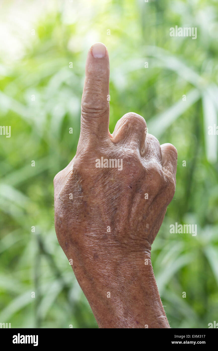 Old male hand finger pointing Stock Photo - Alamy