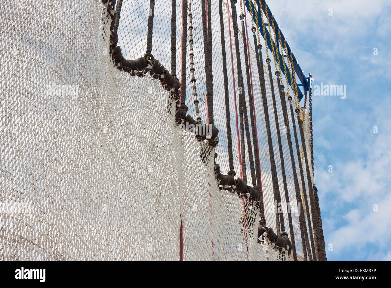 Nets of Dutch fishing cutter hanging out to dry Stock Photo - Alamy