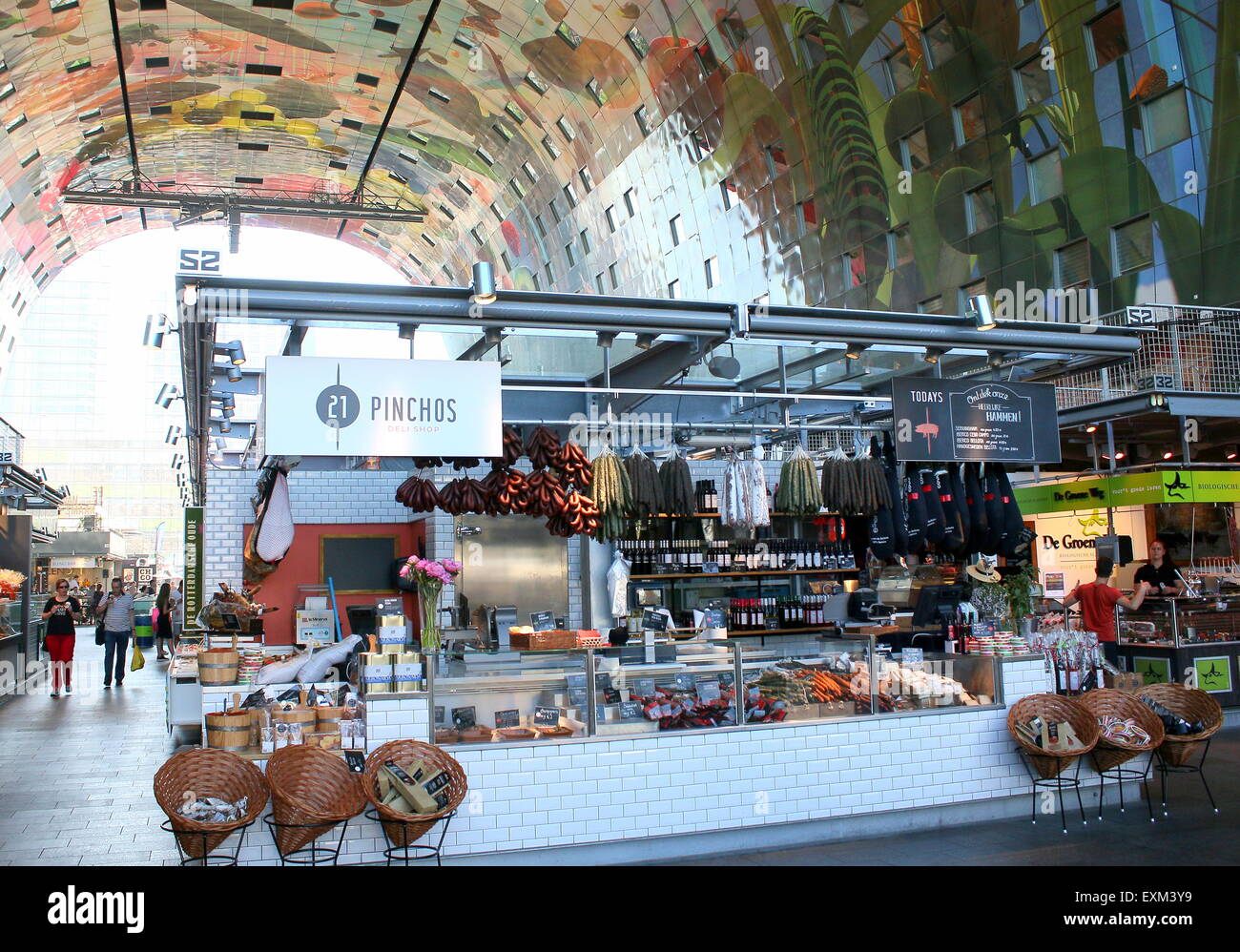 Colourful interior of the Rotterdamse Markthal (Rotterdam Market hall ...