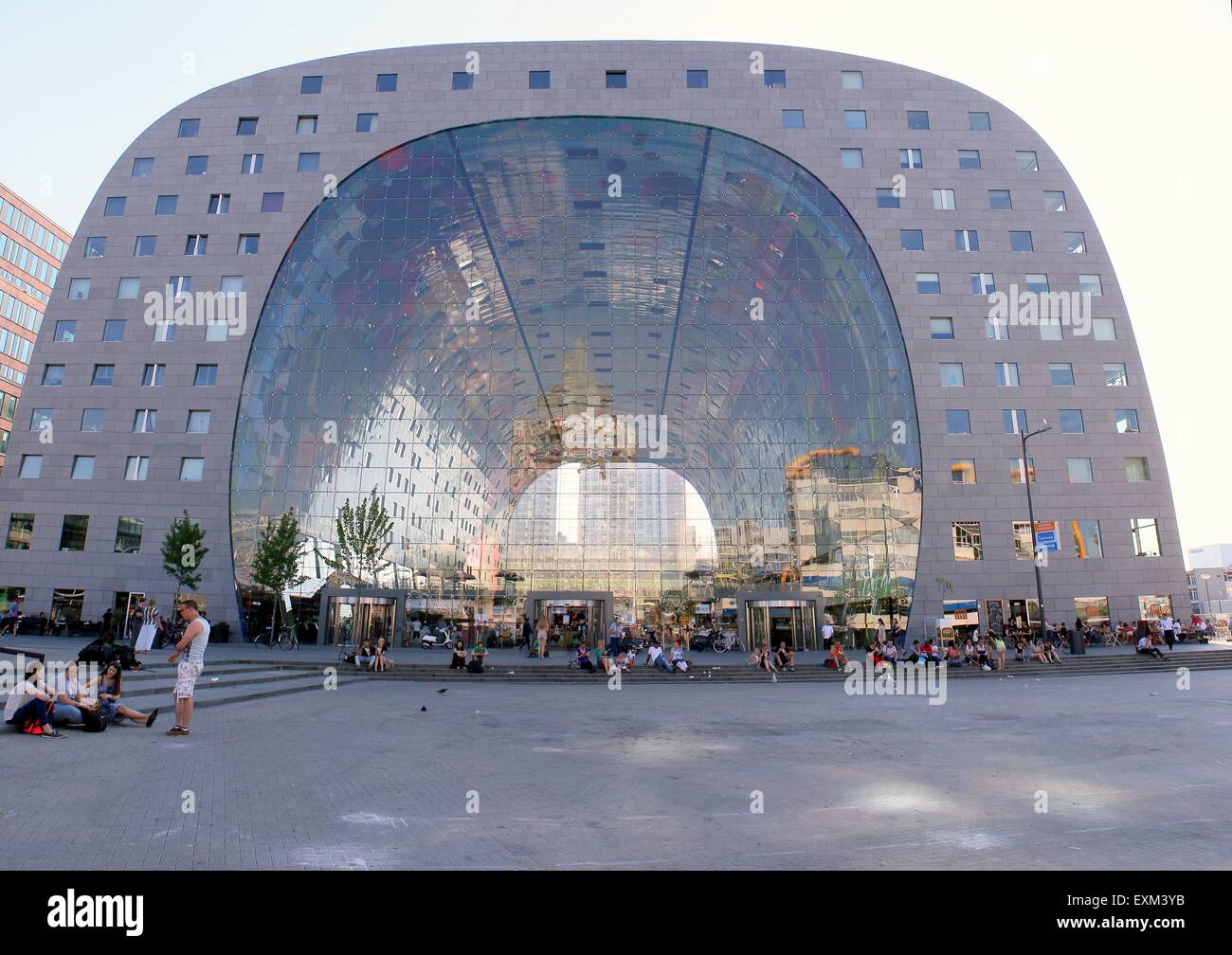 Exterior of the Rotterdamse Markthal (Rotterdam Market hall) at Blaak ...