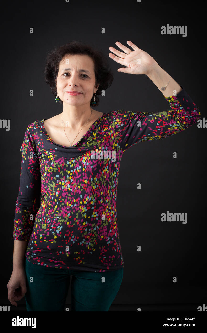 beautiful woman doing different expressions in different sets of ...