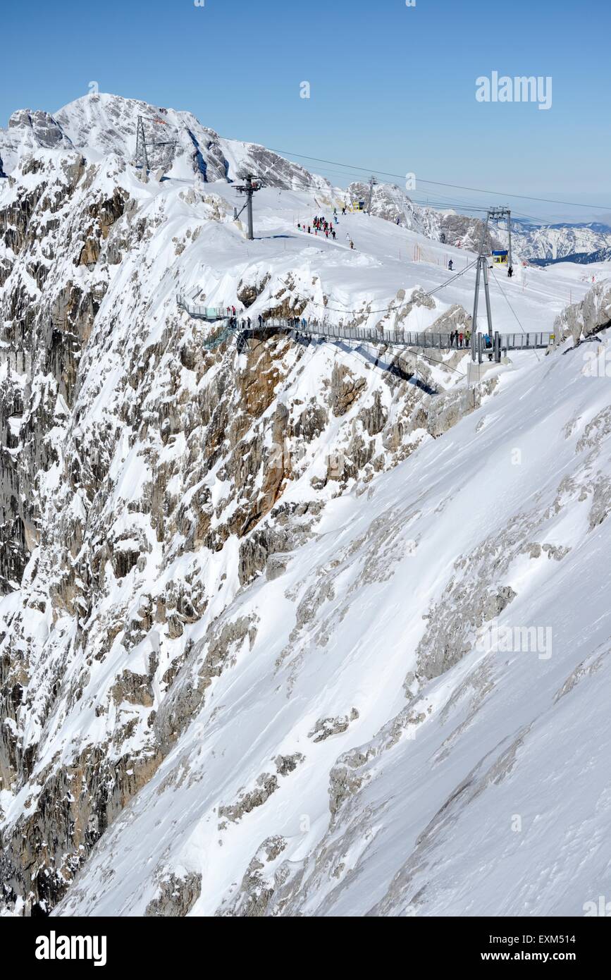 Fantastic view of Austrian Alps and the suspension bridge, The ...