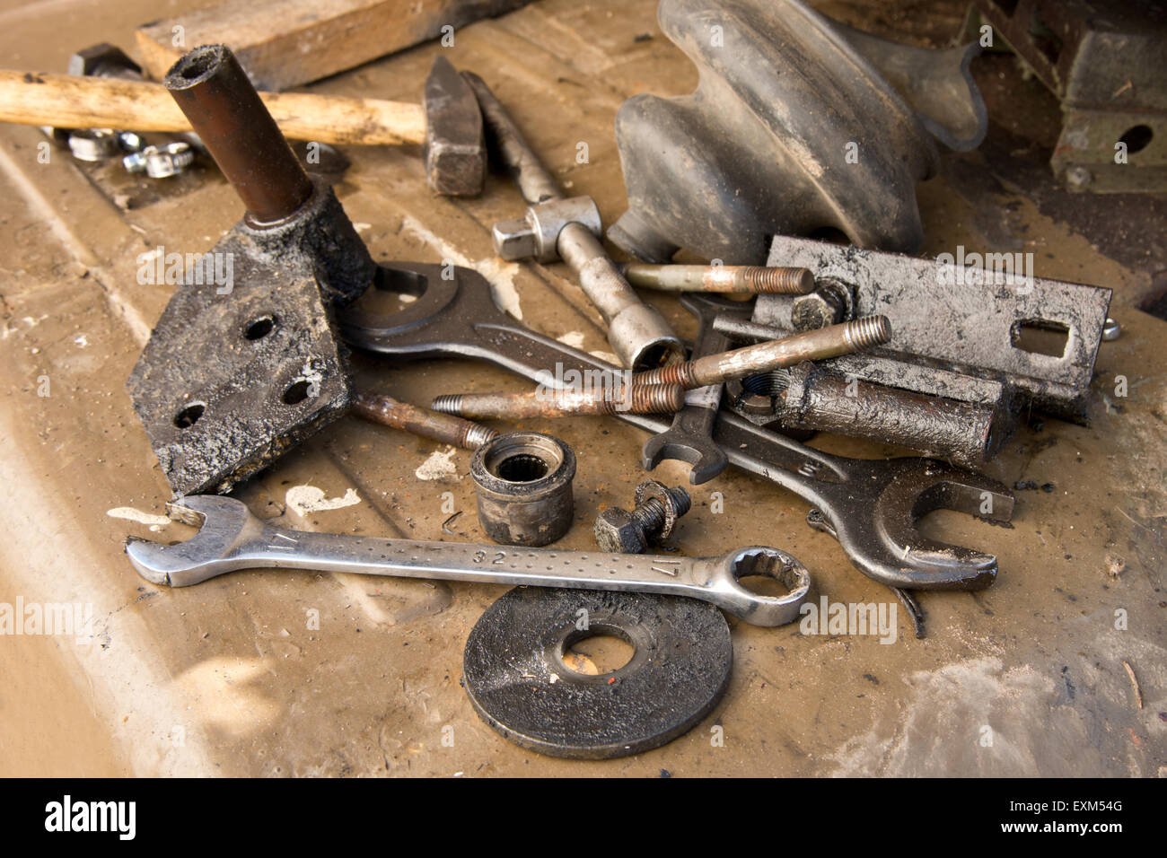 old used tools in the a workroom Stock Photo - Alamy