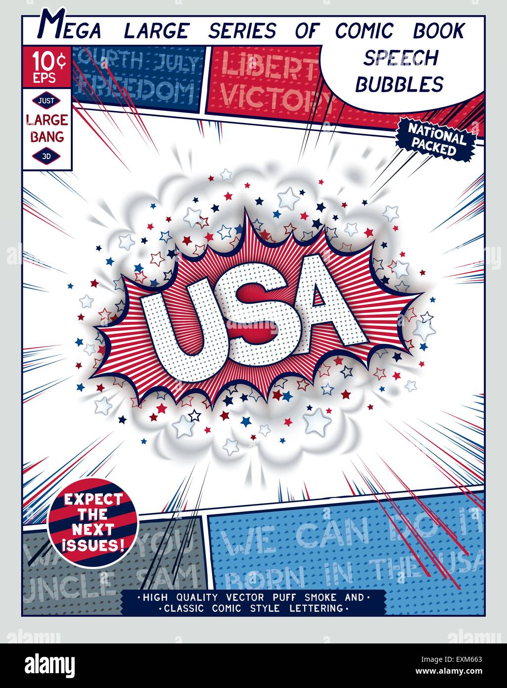 America 3d lettering stars stripes Stock Vector Images - Alamy