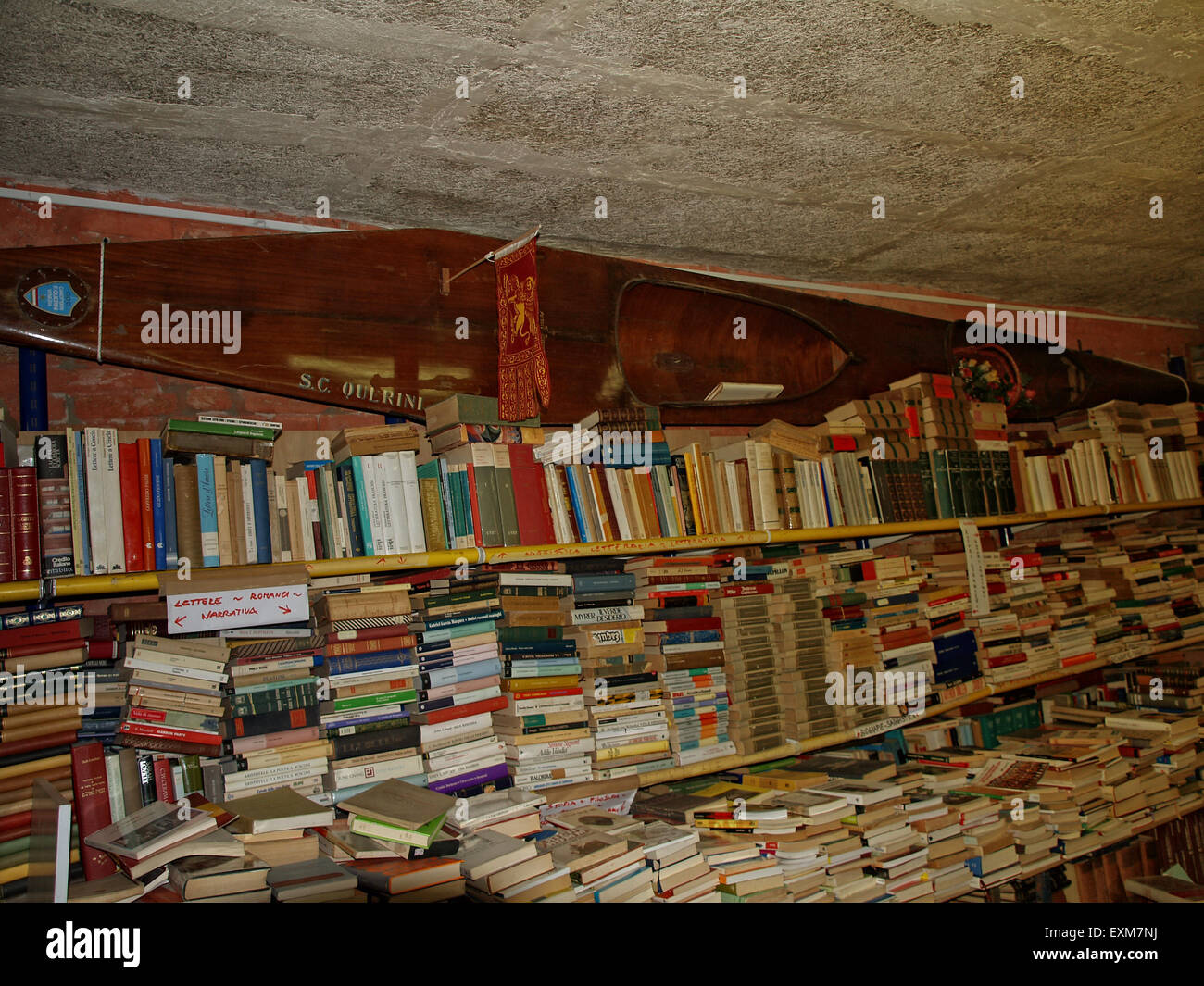 Books stacked on shelves in The most beautiful bookstore library in the ...