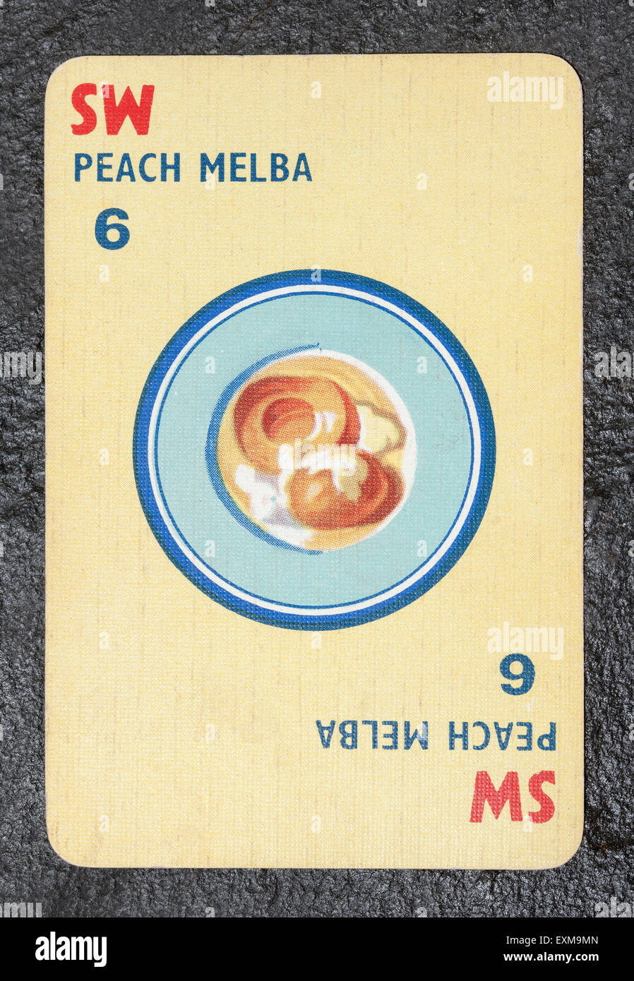 Vintage Menuette Food Playing Card - Peach Melba Stock Photo - Alamy