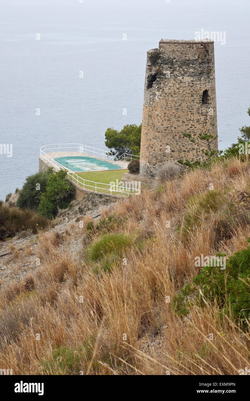 Coastal watchtower of 16th century, with covered pool, near ...
