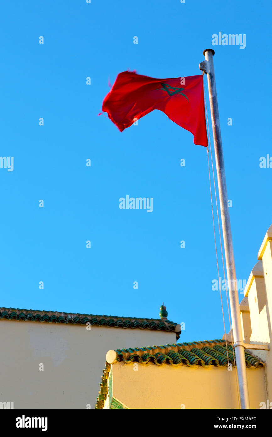 waving flag in the blue sky tunisia colour and wave battlements Stock ...