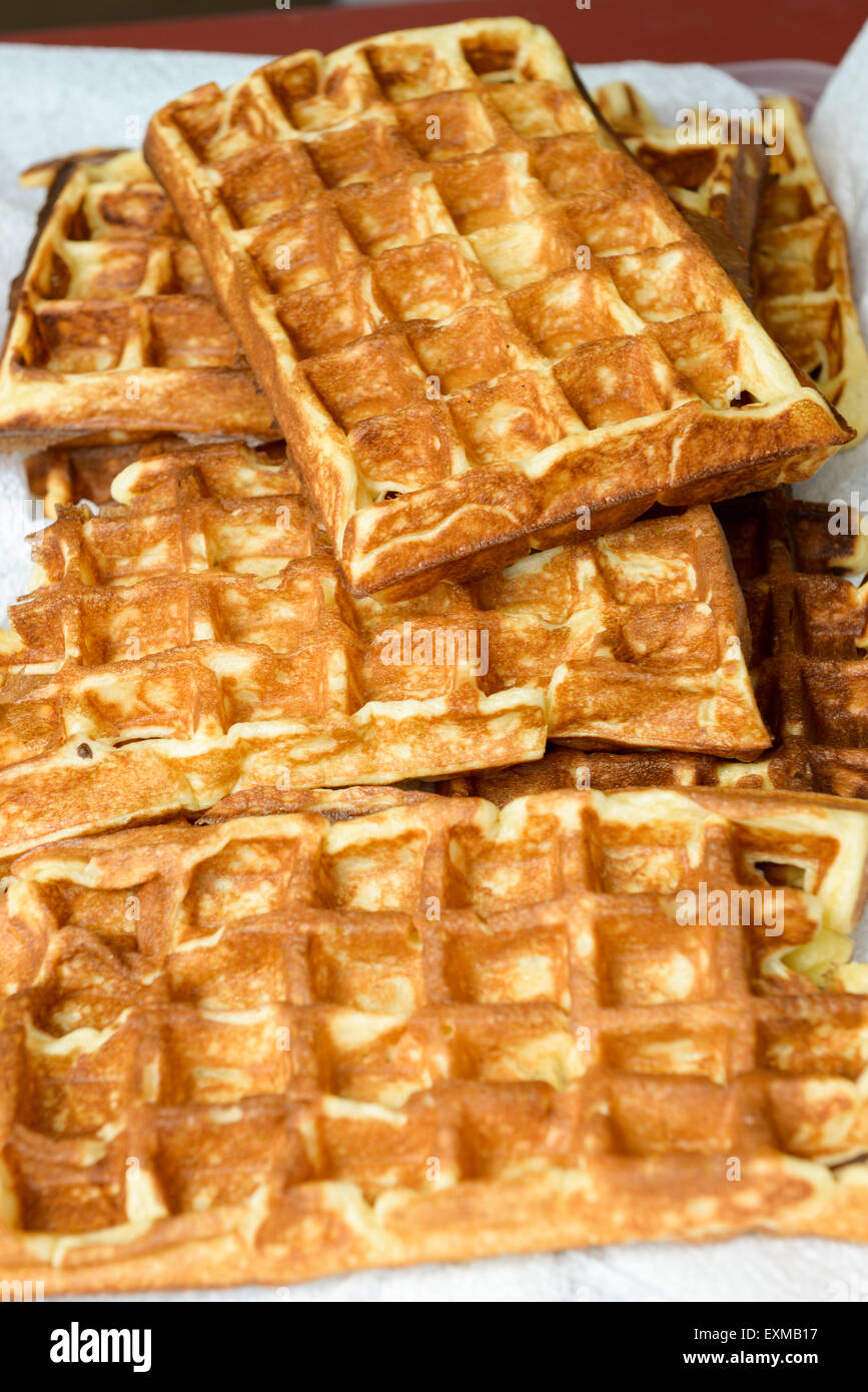a Fresh homemade fried soft Vienna waffles Stock Photo - Alamy