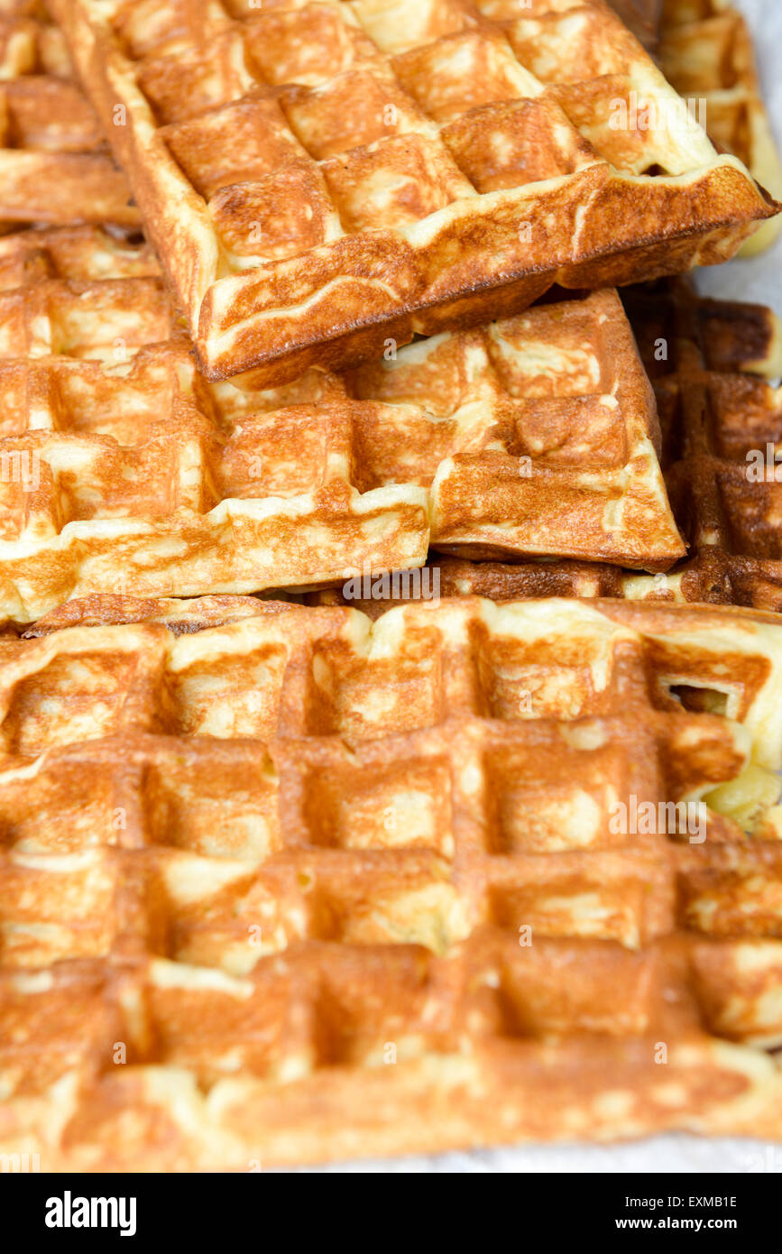 a Fresh homemade fried soft Vienna waffles Stock Photo - Alamy