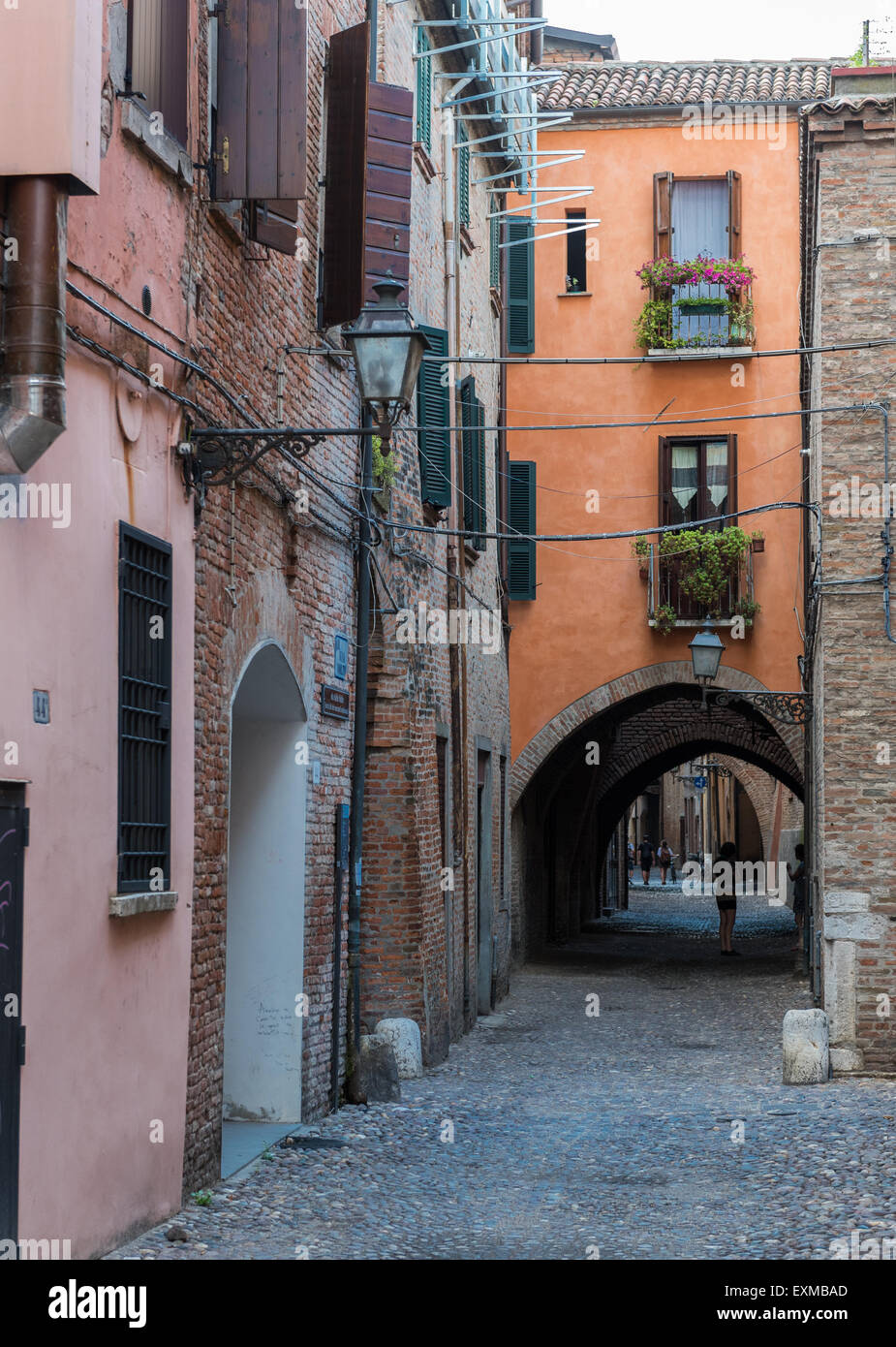 Ancient medieval street in the downtown of Ferrara city Stock Photo - Alamy