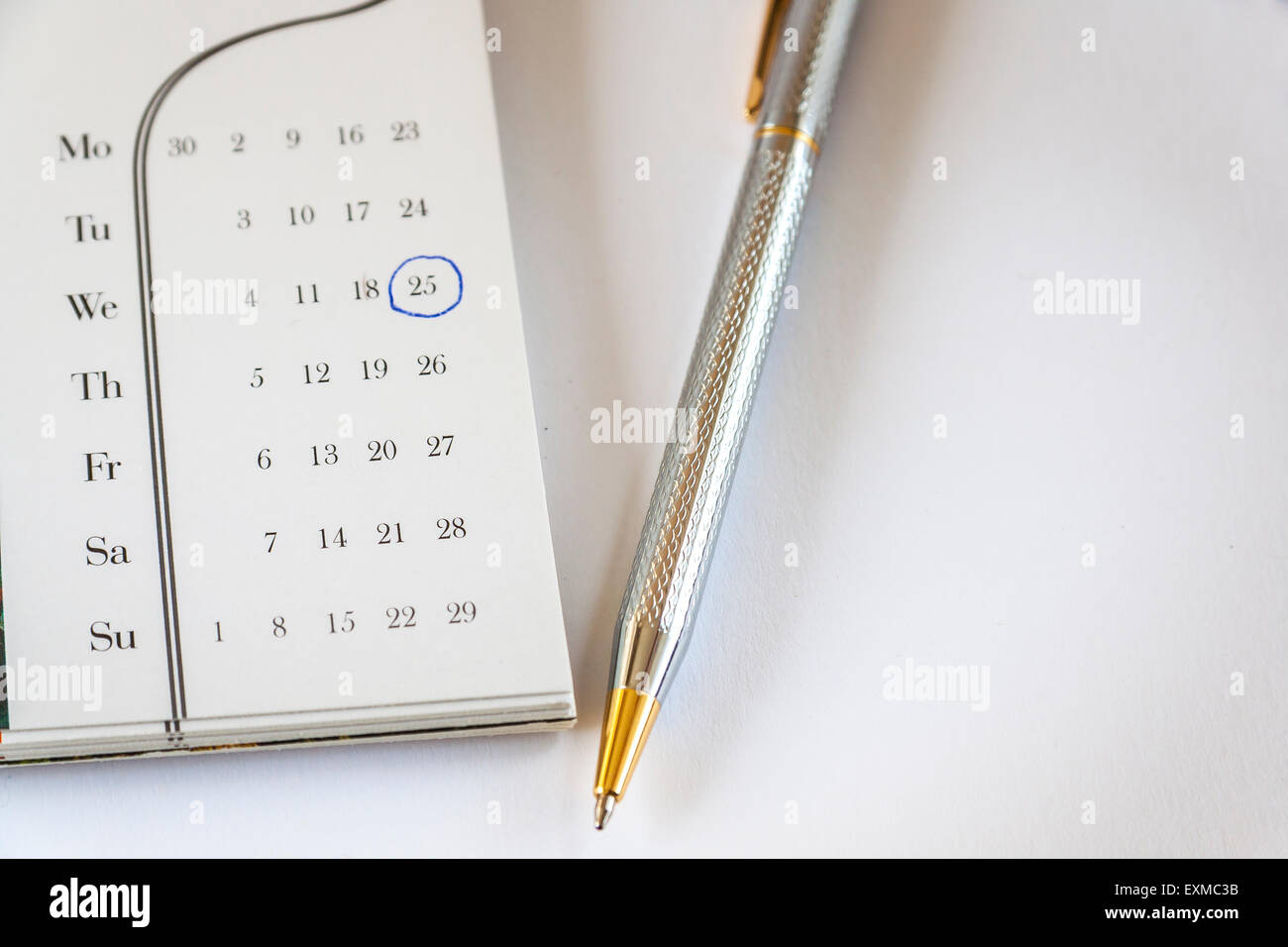 Pen And Calendar Stock Photo - Alamy