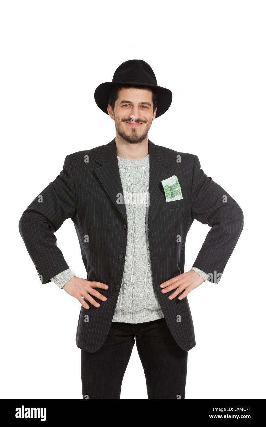 happy young man with hat, isolated over white background Stock Photo ...