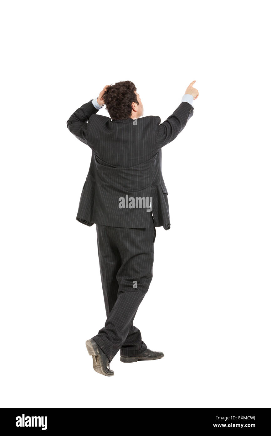 man portrait, isolated over white background, rear view Stock Photo - Alamy