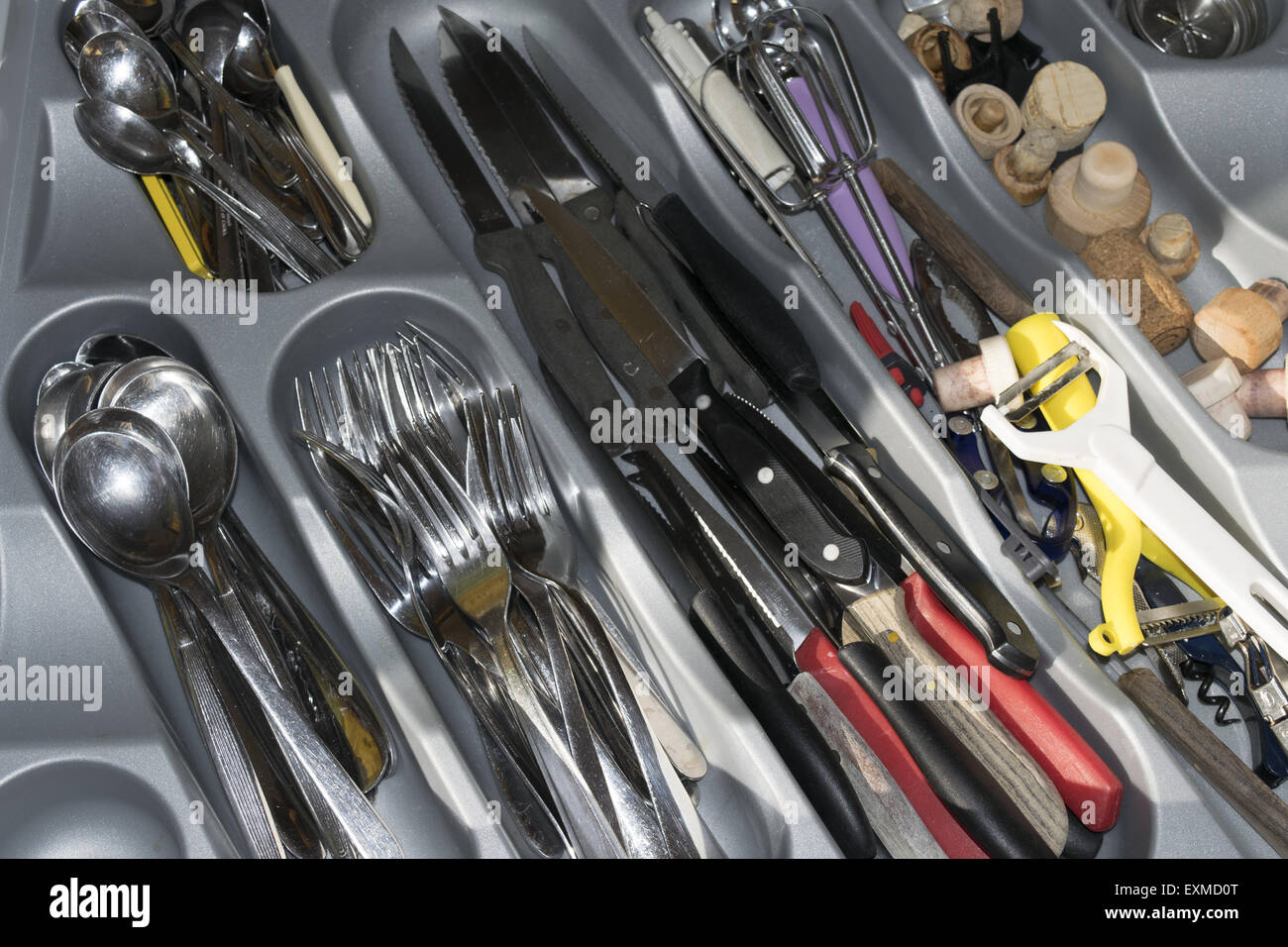 interior of a drawer cutlery tray Stock Photo - Alamy