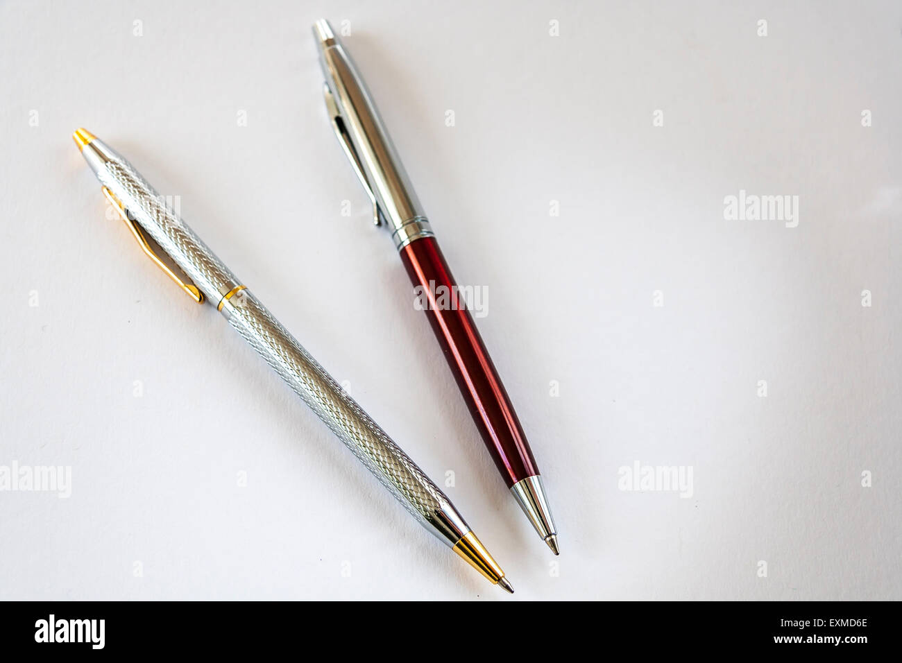 Two Ballpoint Pen On White Background Stock Photo - Alamy