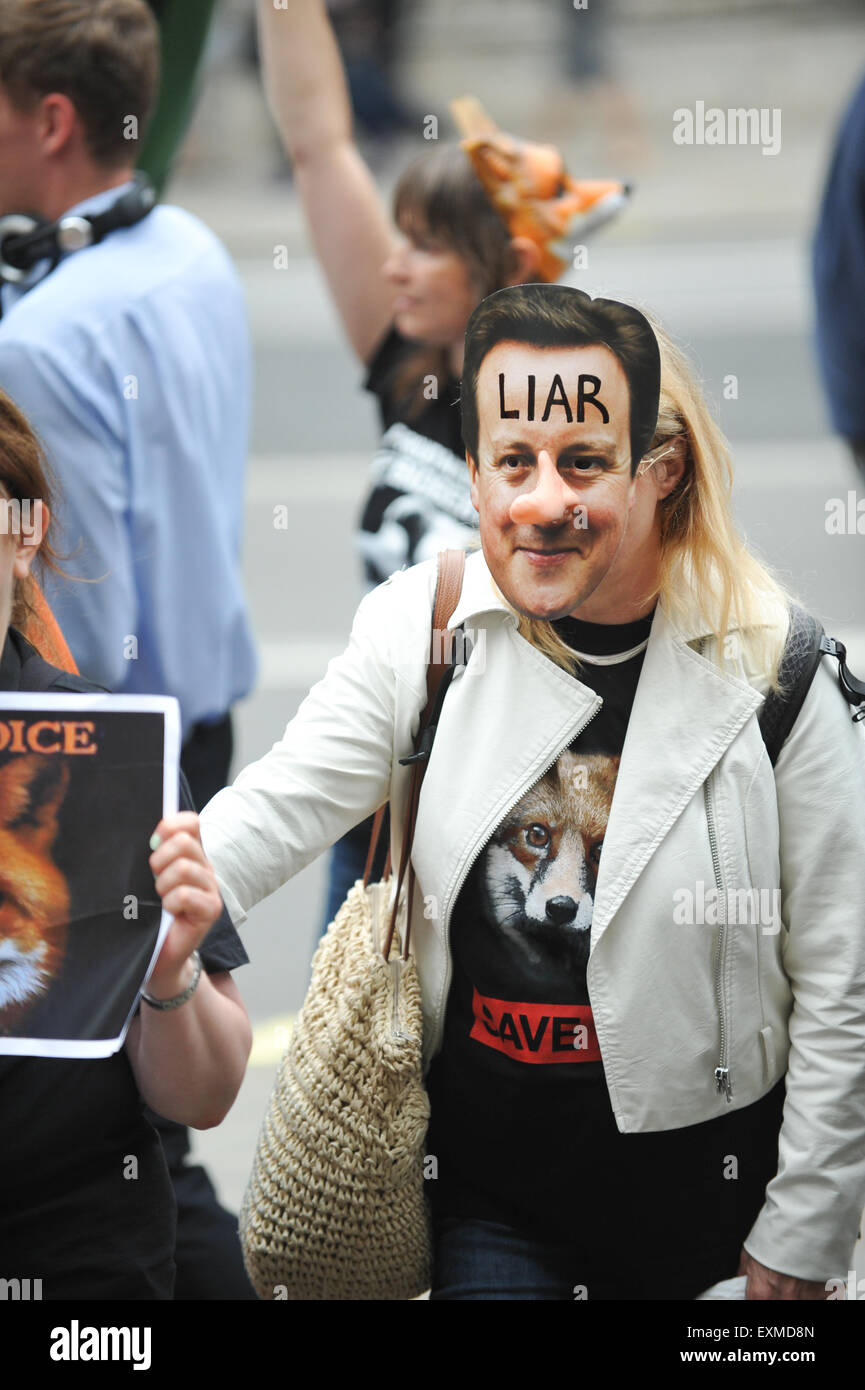 Fox hunting ban demonstration outside Downing Street 2015 Stock Photo ...