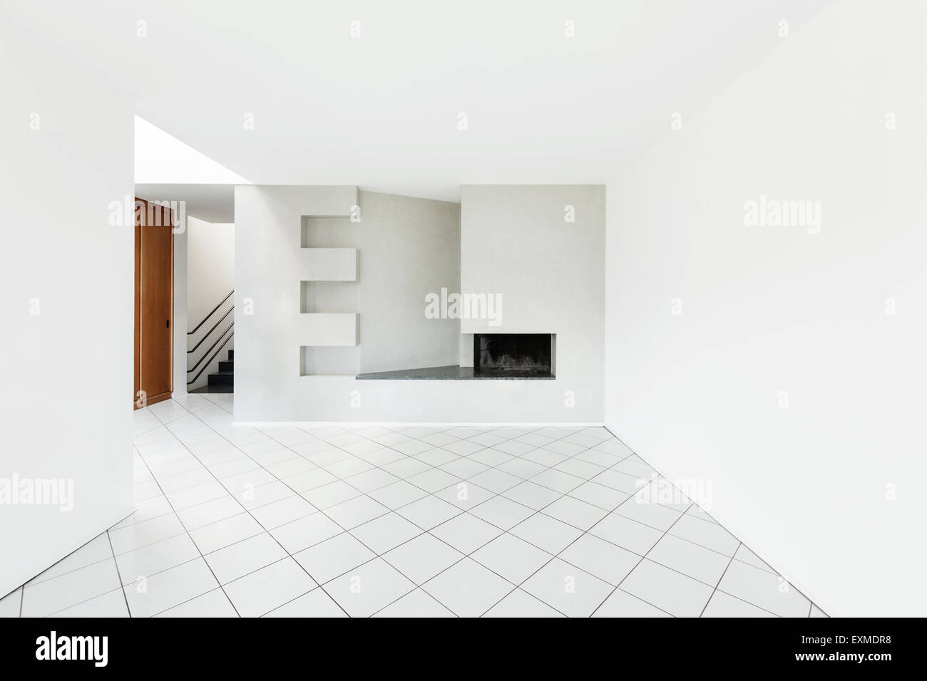 Architecture, Interiors of empty apartment, room with fireplace Stock ...