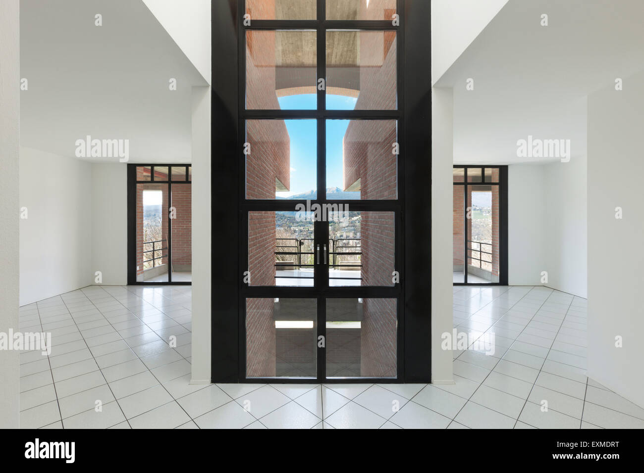 Architecture, Interiors of empty apartment, room with big windows Stock ...
