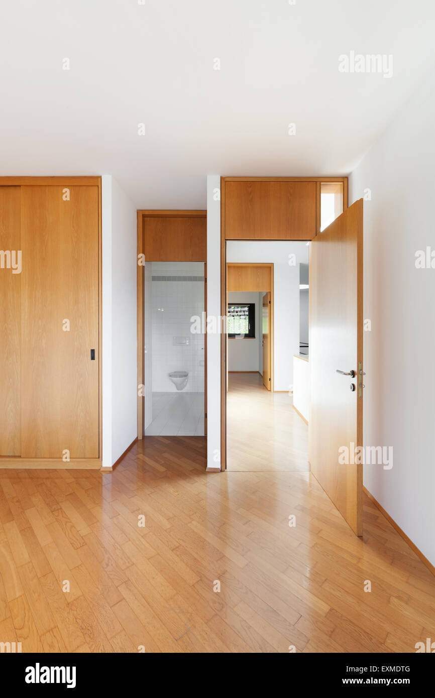 Architecture, Interiors of empty apartment, room with bathroom, open ...