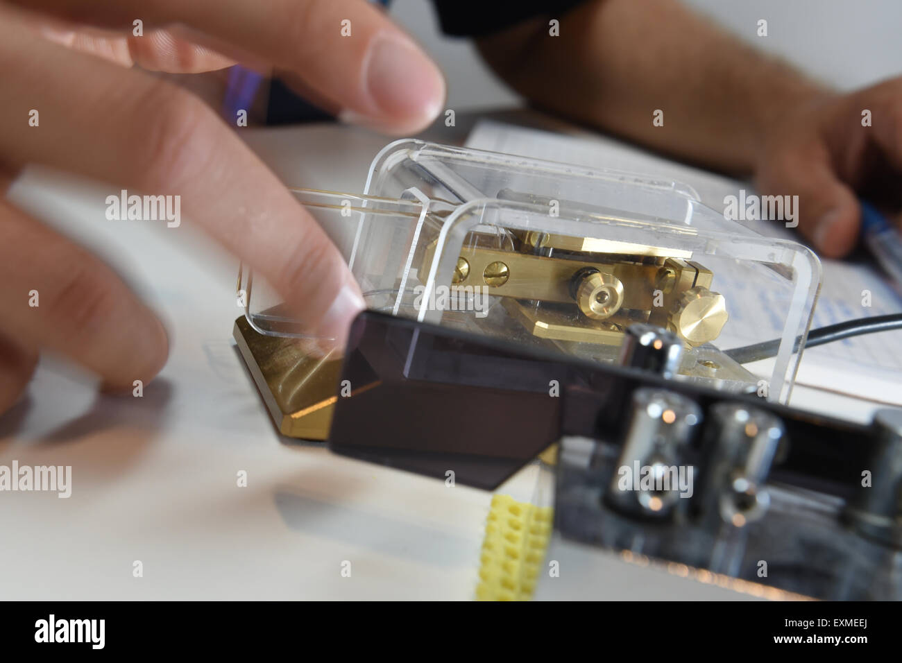 Friedrichshafen, Germany. 27th June, 2015. Andre Schoch sends Morse ...