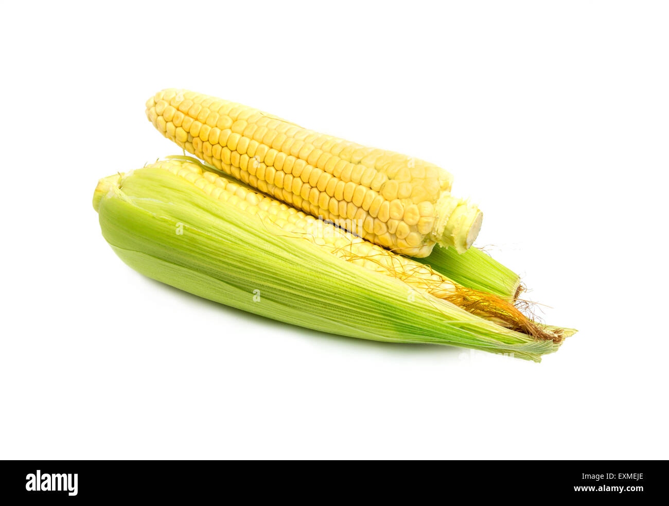 fresh peeled corn on white background Stock Photo - Alamy