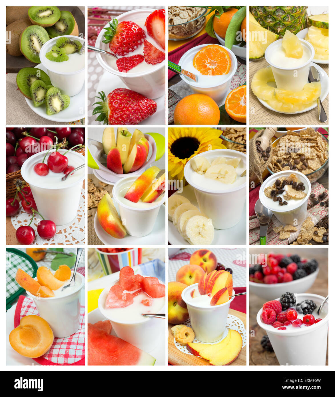 composition of yogurt cream mixed fruit Stock Photo - Alamy
