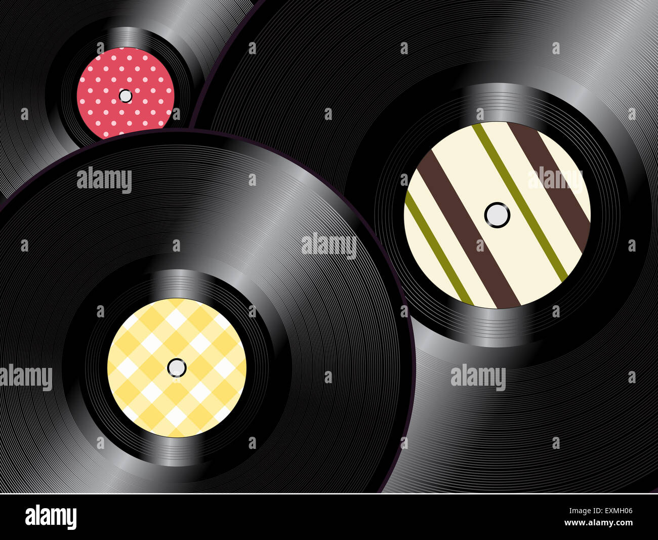 Vinyl Records with Vintage Inner Label Background Stock Photo - Alamy