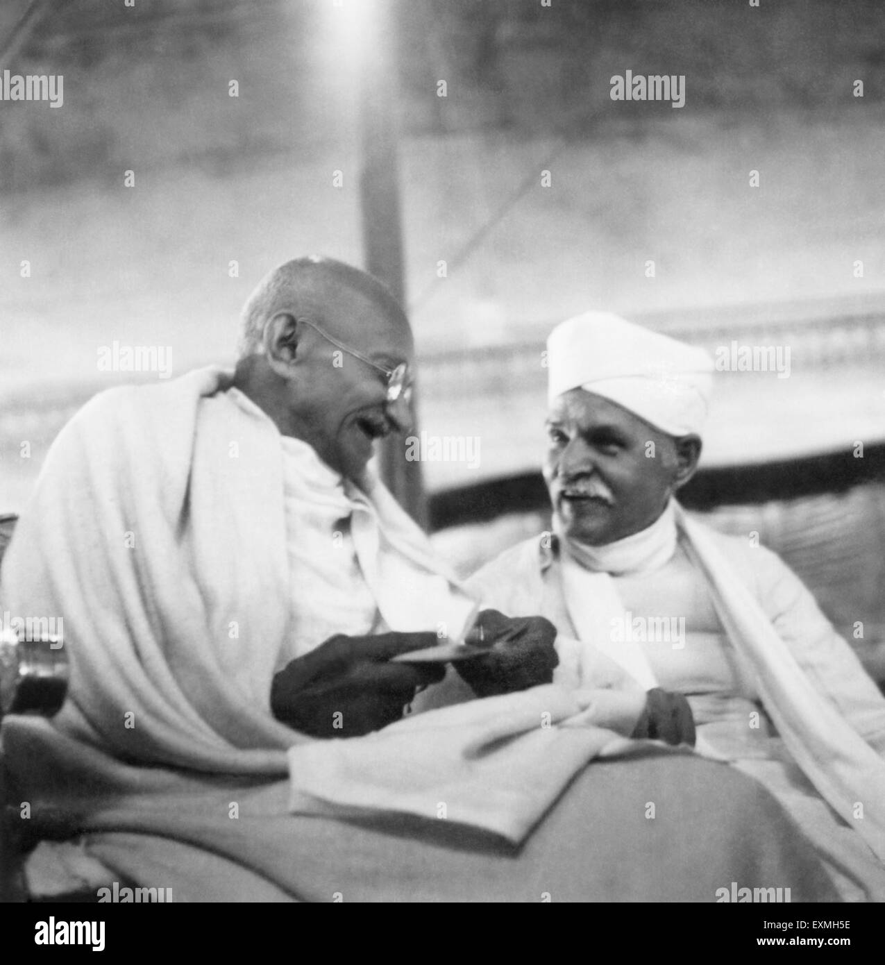 Mahatma Gandhi and Madan Mohan Malaviya at Varanasi ; 1941 ; India NO ...