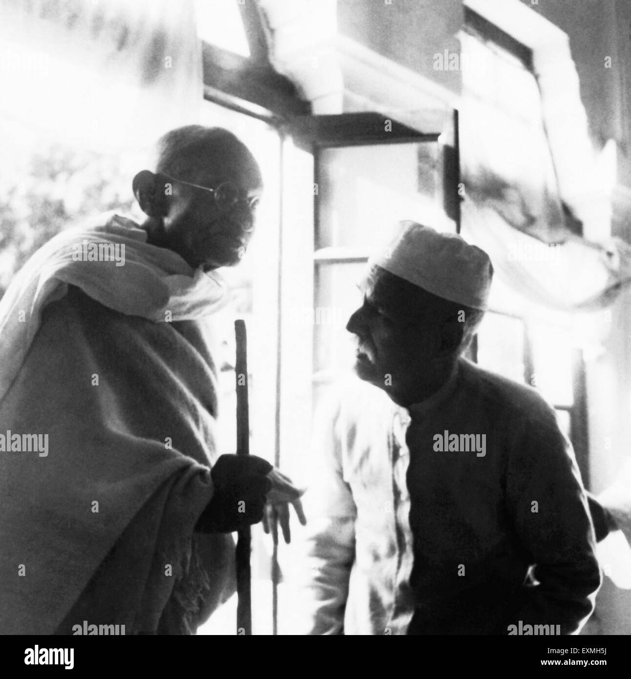 Mahatma Gandhi and Madan Mohan Malaviya at Varanasi ; 1941 ; India NO ...