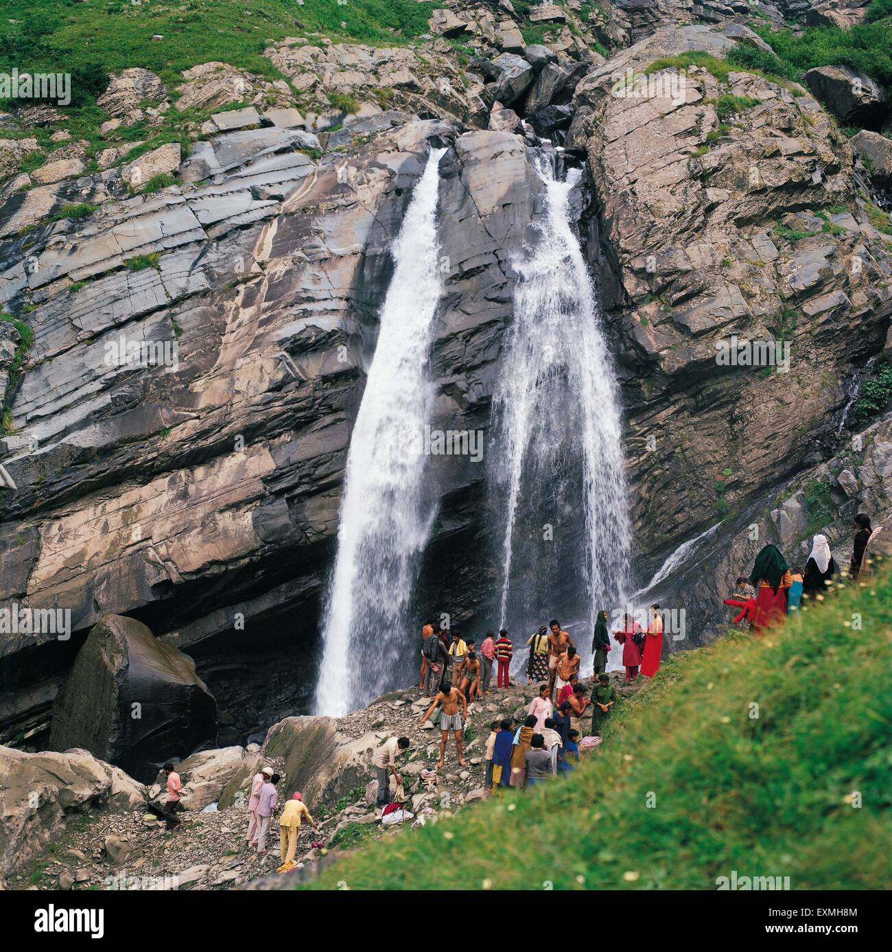 Tourists bathing in waterfall ; India ; Asia ; Asian ; Indian Stock ...