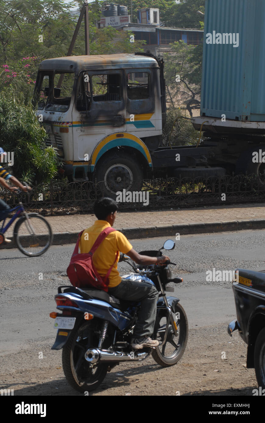 Man riding motorbike, New Bombay, Navi Mumbai, Bombay, Mumbai ...