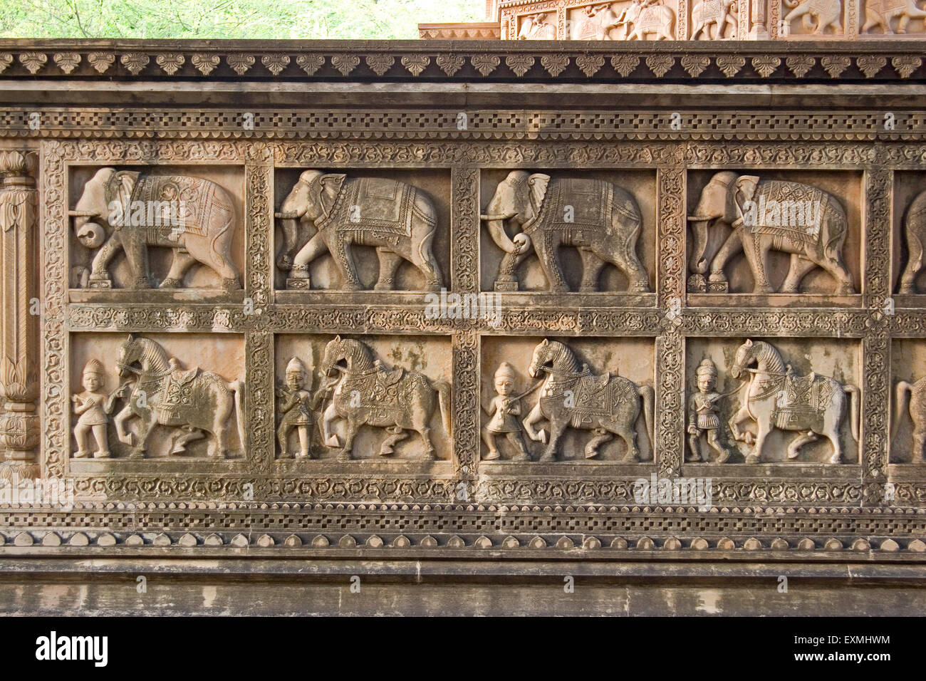 Elephant statue carved on stone ; Kesar Bagh ; royal cremation ground ...