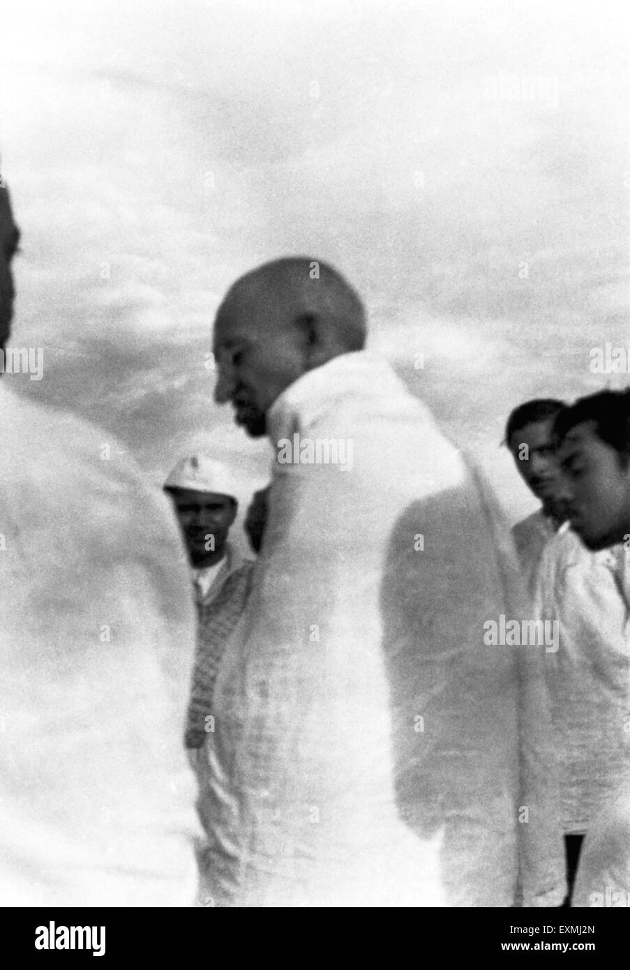 Mahatma Gandhi and three students at Sevagram Ashram ; 1940, India ...