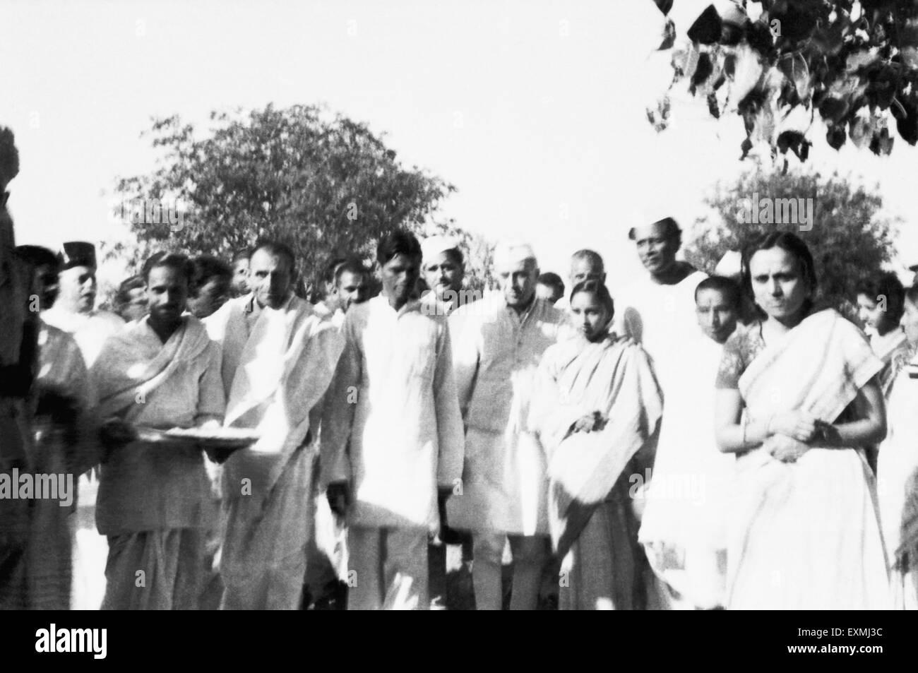 Jawaharlal Nehru (c) ; Durga Mehta (r of Jawaharlal Nehru) and ...