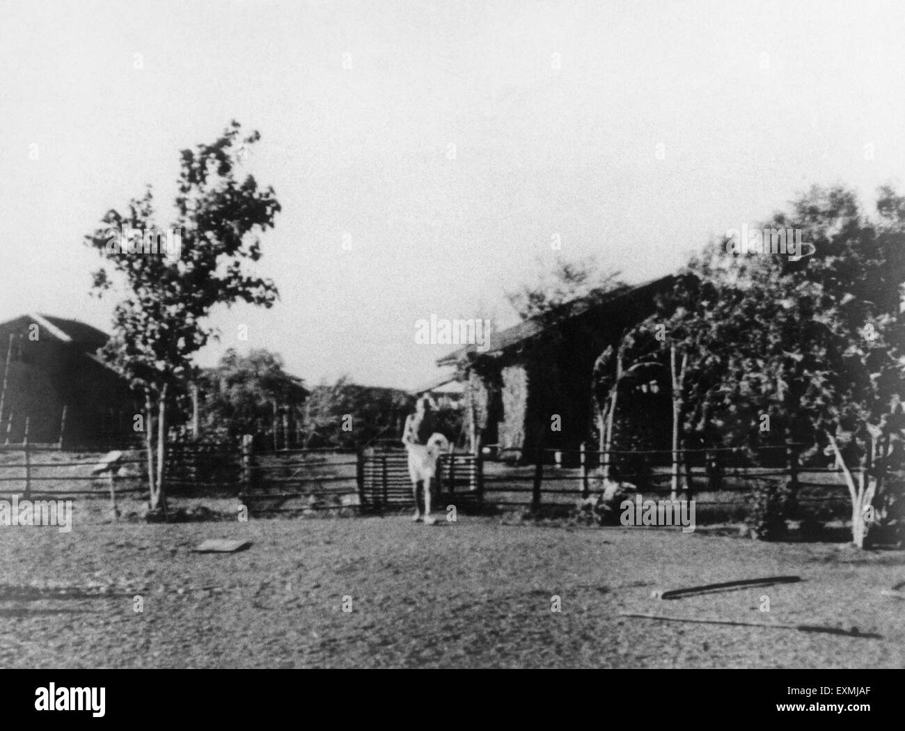 Mahatma Gandhi in front of his hut at Sevagram Ashram ; 1942 NO MR ...