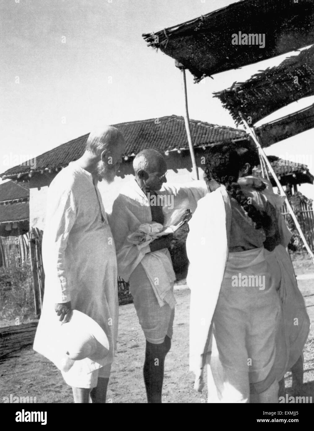 Mahatma Gandhi ; C F Andrews and others at Sevagram Ashram ; 1938 NO MR ...